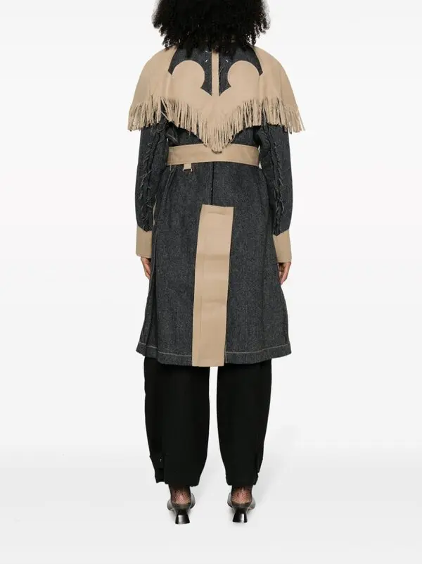 MAISON MARGIELA Fringed Panelled Single-breasted Coat - Neutrals