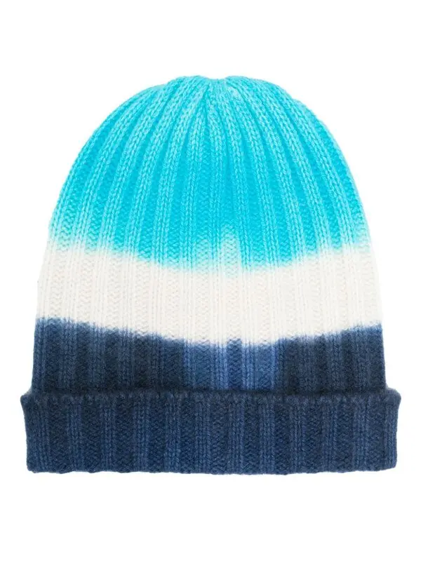 THE ELDER STATESMAN Chunky Ribbed-knit Cashmere Beanie - Blue