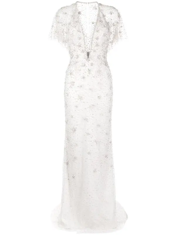 Jenny Packham Sofie Crystal-embellished Gown - Grey