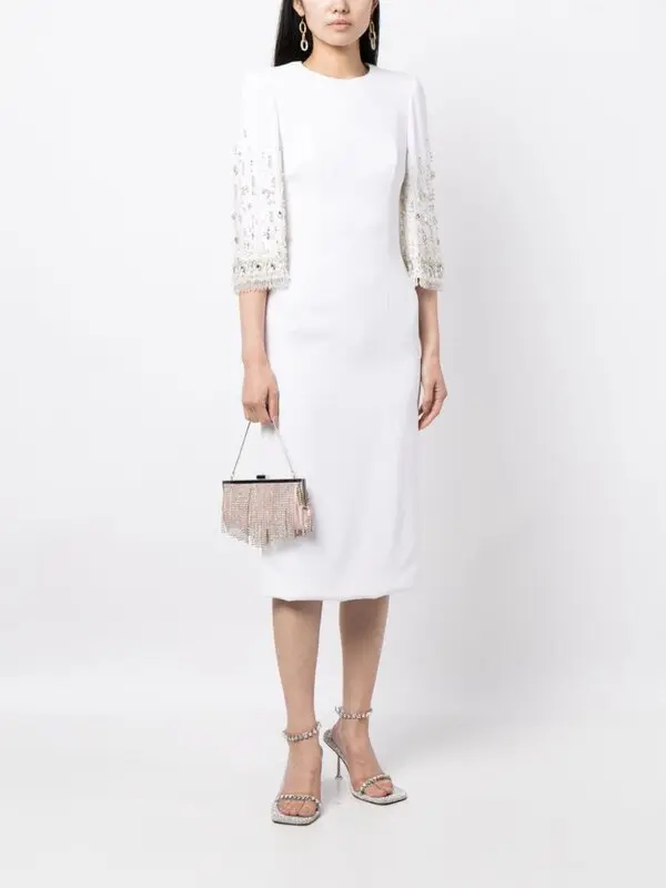 Jenny Packham Ebba Crystal-embellished Midi Dress - White