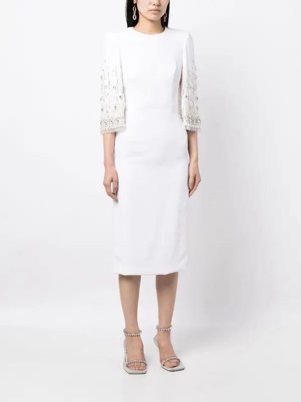 Jenny Packham Ebba Crystal-embellished Midi Dress - White