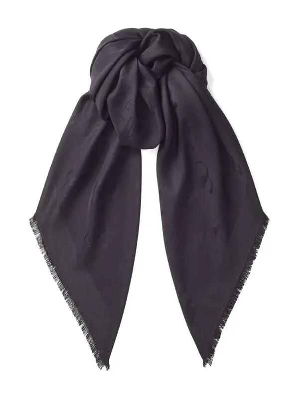 JIMMY CHOO Emani Monogram-jacquard Scarf - Black