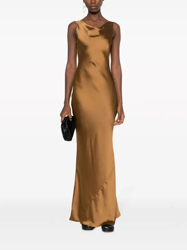 Norma Kamali Satin Finish Gown - Brown