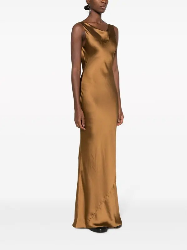 Norma Kamali Satin Finish Gown - Brown