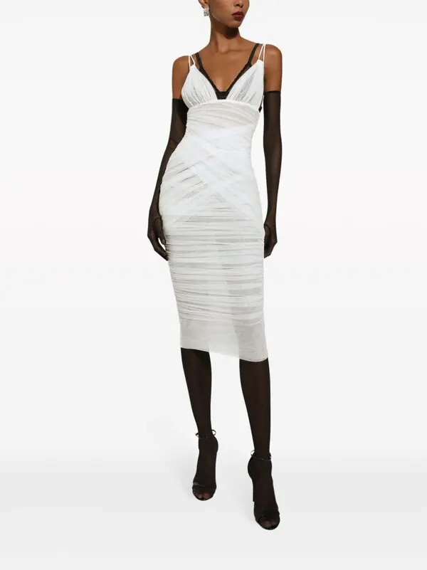 dolce and gabbana tulle midi dress Dolce & Gabbana draped-detail Tulle Midi Dress | Red