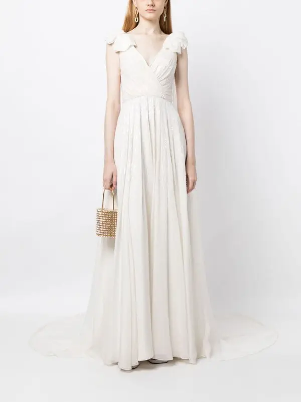 Jenny Packham Alma Pleated Sequin Gown