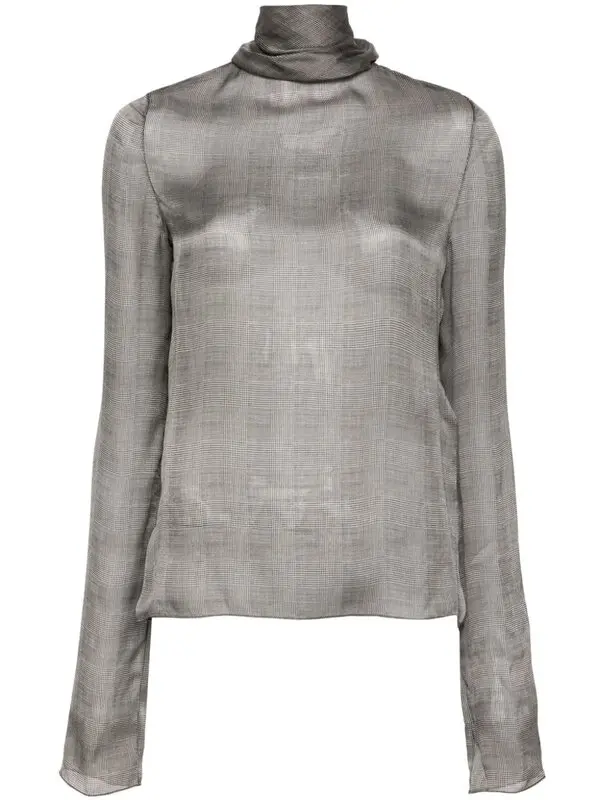 Saint Laurent Checked Blouse - Neutrals