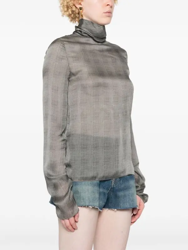 Saint Laurent Checked Blouse - Neutrals