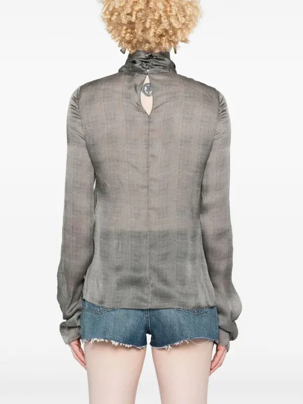 Saint Laurent Checked Blouse - Neutrals