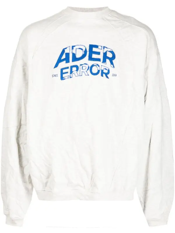 ADER ERROR Logo-embroidered Crinkled Sweatshirt - Neutrals
