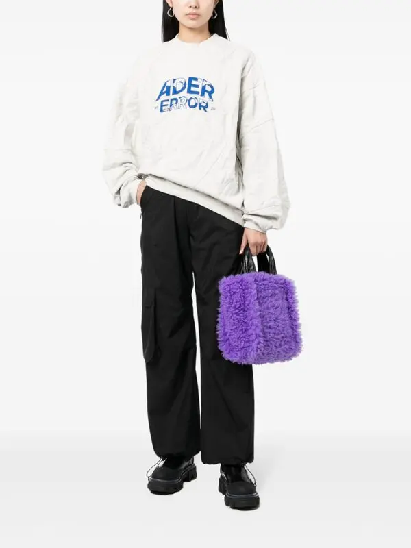ADER ERROR Logo-embroidered Crinkled Sweatshirt - Neutrals
