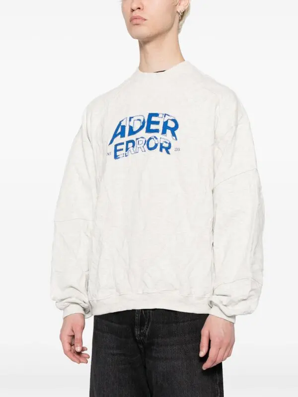 ADER ERROR Logo-embroidered Crinkled Sweatshirt - Neutrals