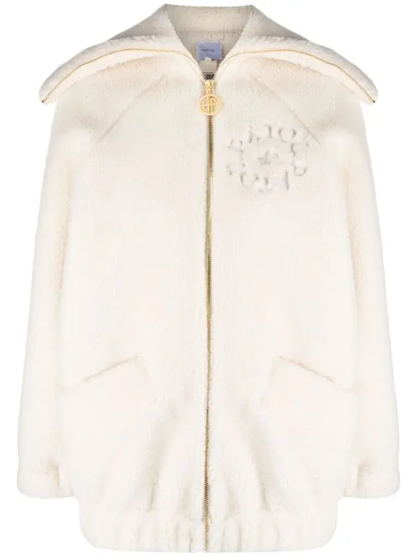 PATOU Logo-embroidered Fleece Jacket - Neutrals