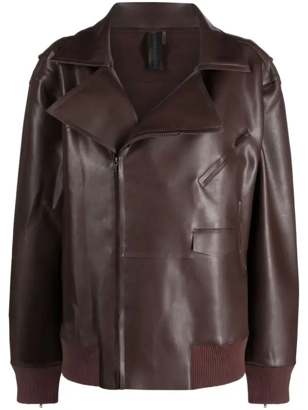 Norma Kamali Oversized Zip-up Biker Jacket - Brown
