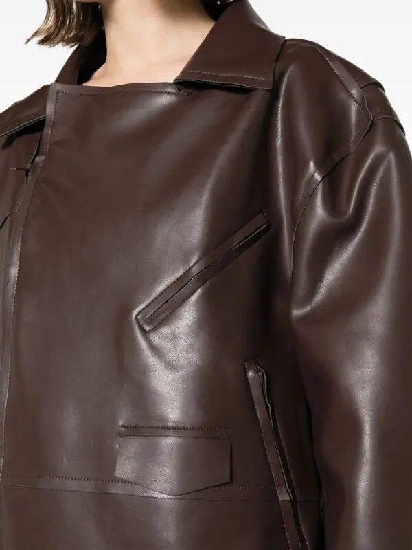 Norma Kamali Oversized Zip-up Biker Jacket - Brown