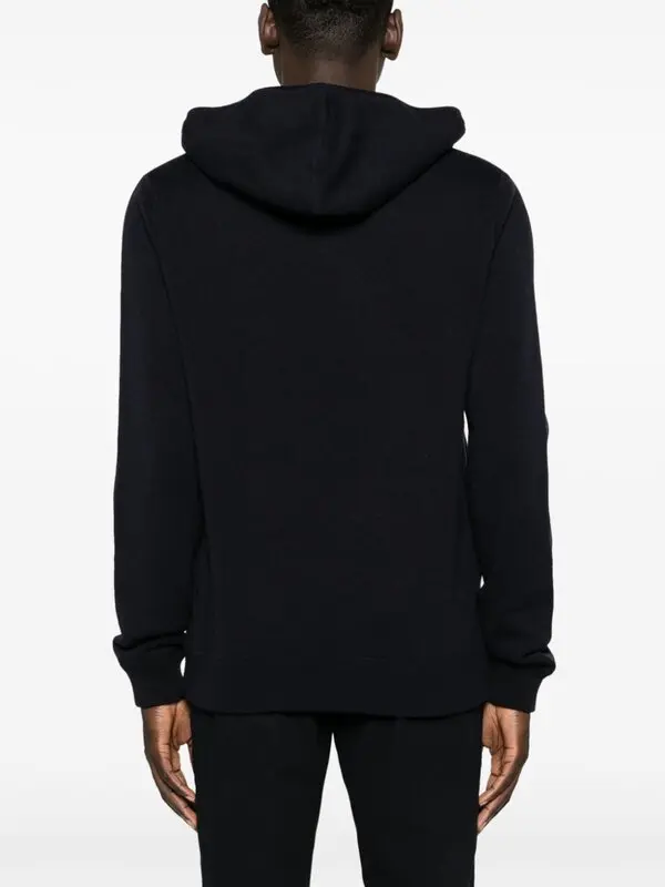 Dolce & Gabbana Logo-plaque Knitted Hoodie - Blue
