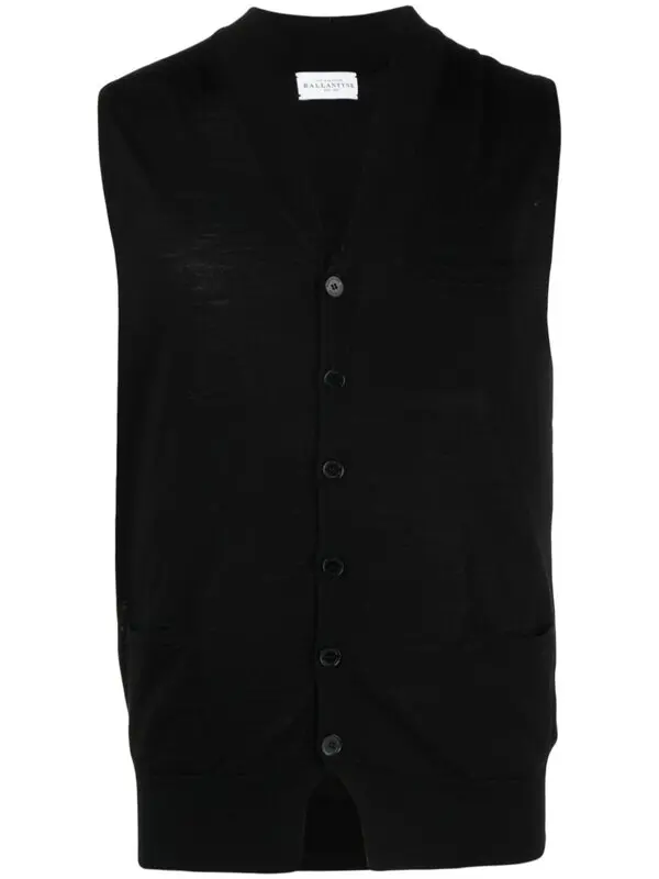 BALLANTYNE V-neck Wool Vest - Black
