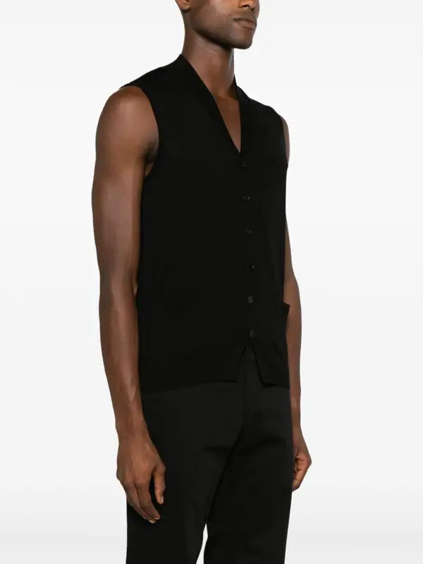 BALLANTYNE V-neck Wool Vest - Black