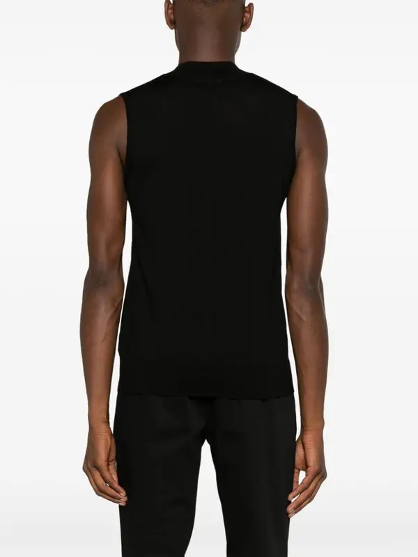 BALLANTYNE V-neck Wool Vest - Black
