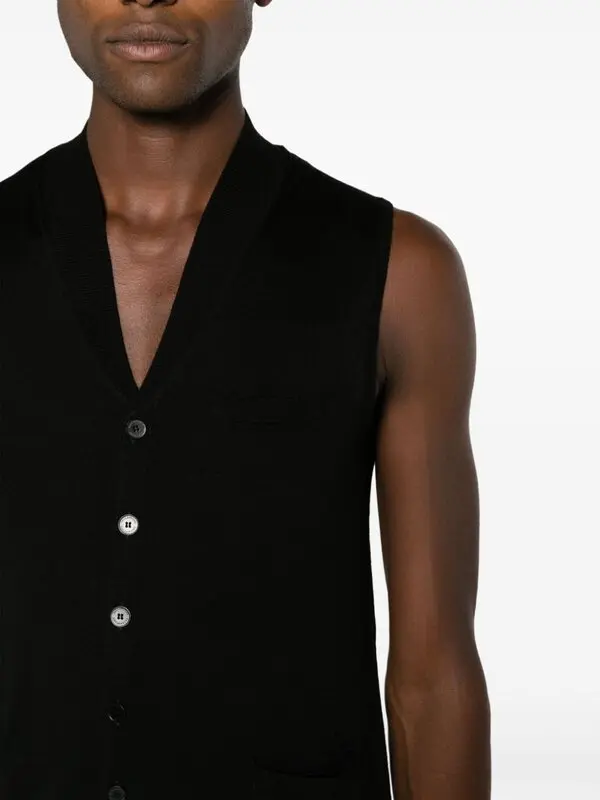 BALLANTYNE V-neck Wool Vest - Black
