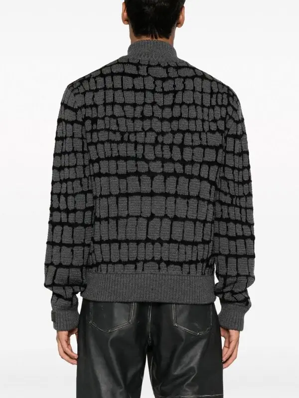 Versace Crocodile-jacquard Zip-up Sweatshirt