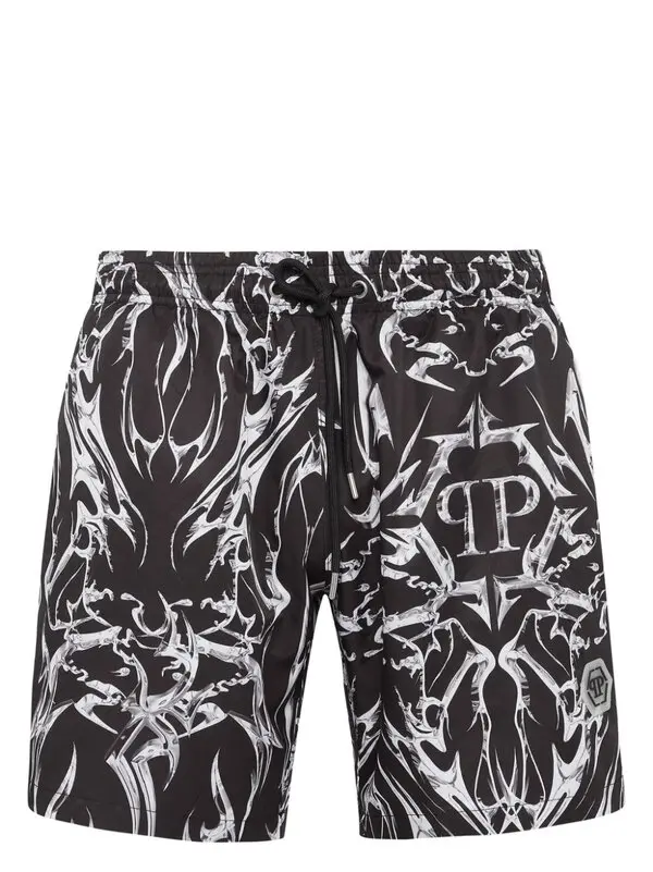 Philipp Plein Logo-print Swim Shorts - Black