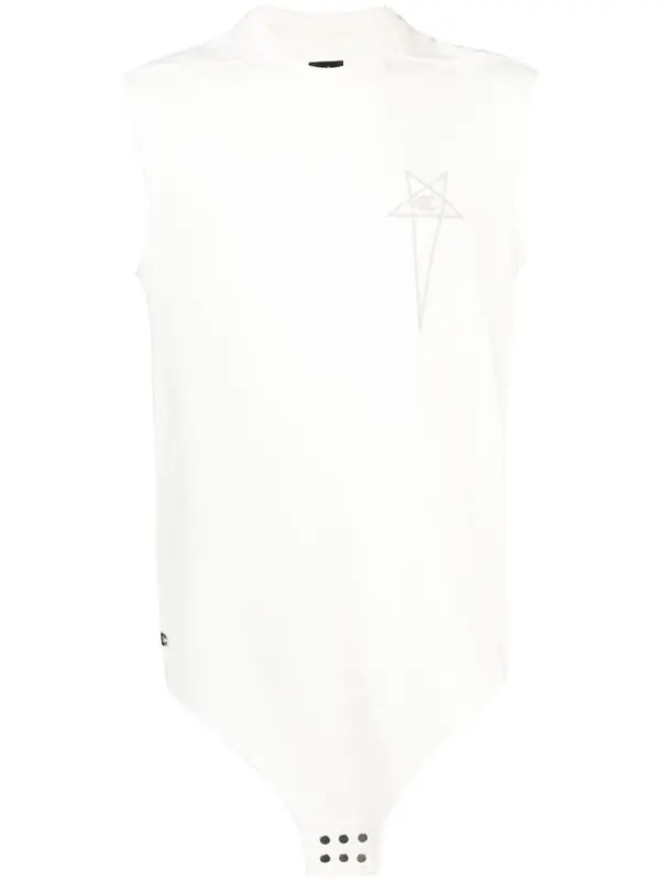 Rick Owens Logo-embroidered Cotton Top - Neutrals