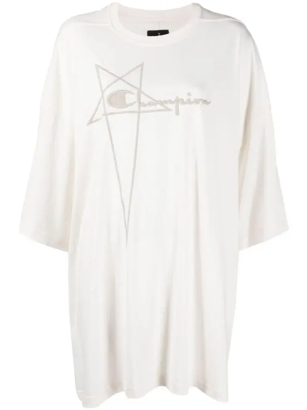 Rick Owens Logo-embroidered T-shirt - Neutrals