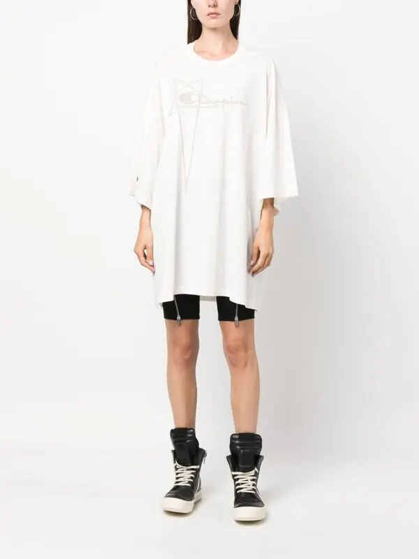 Rick Owens Logo-embroidered T-shirt - Neutrals