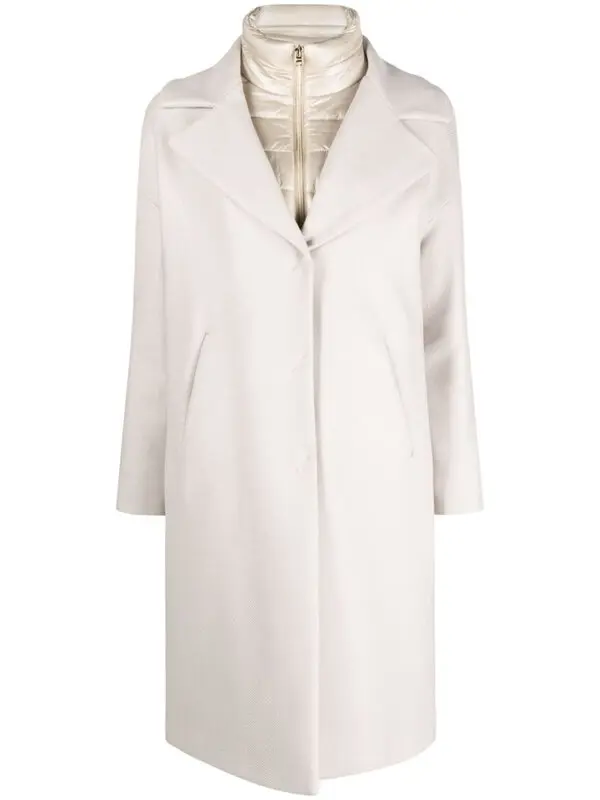 Herno Padded-bib Single-breasted Coat - Neutrals