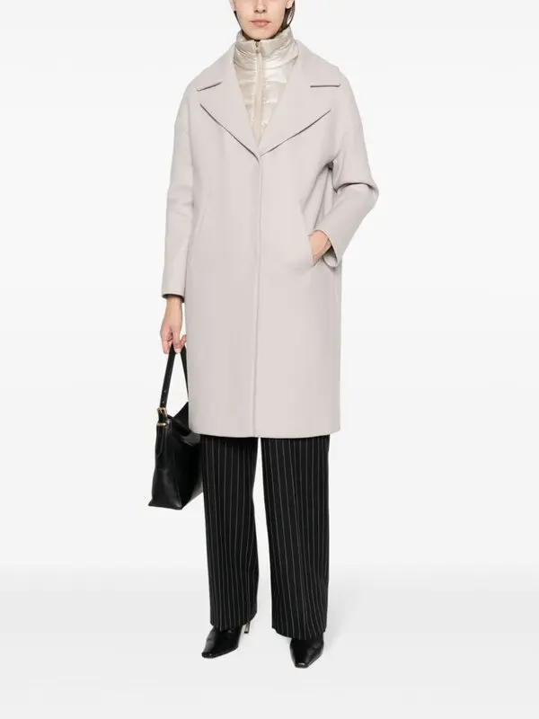 Herno Padded-bib Single-breasted Coat - Neutrals