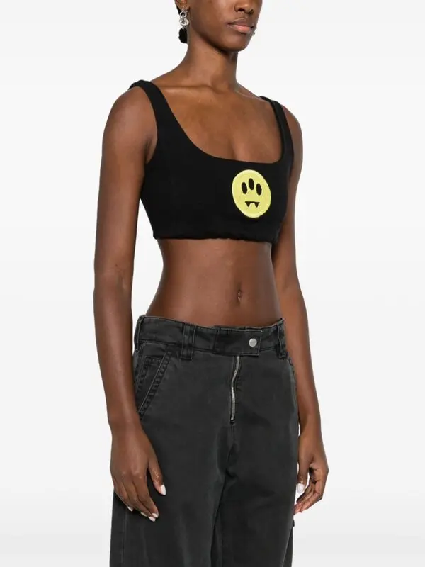 BARROW Smiley-face Jersey Fleece Cropped Top