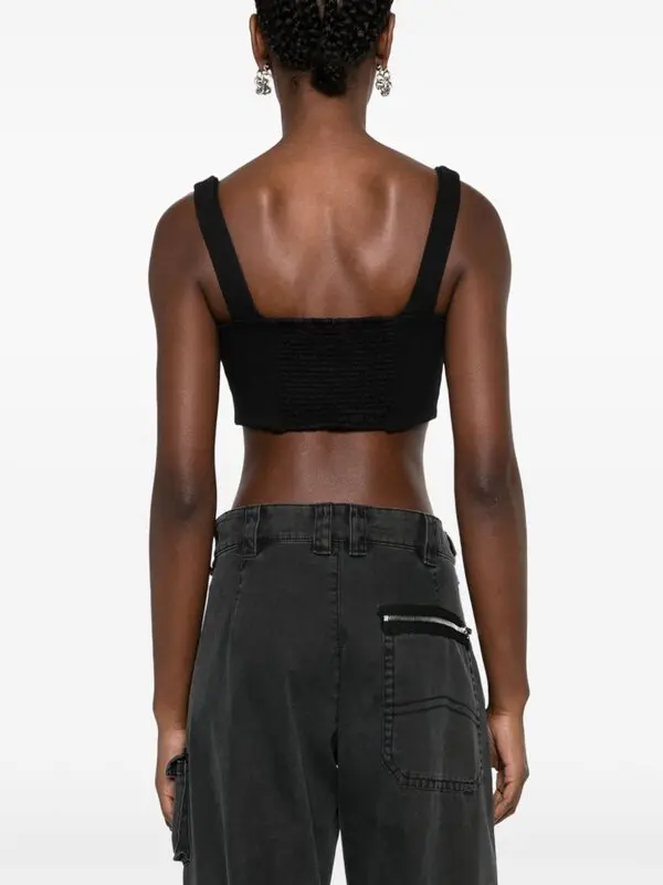 BARROW Smiley-face Jersey Fleece Cropped Top