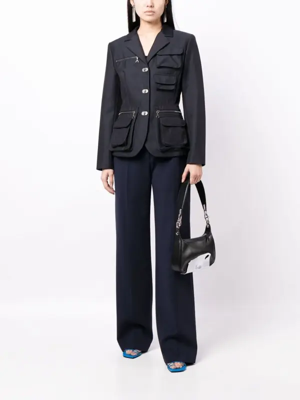 Off-White Wide-leg Virgin Wool-blend Trousers - Blue