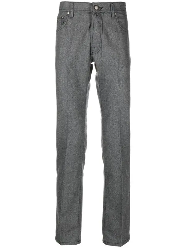 Jacob Cohen Bard Slim-cut Flannel Trousers - Grey
