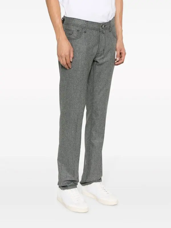 Jacob Cohen Bard Slim-cut Flannel Trousers - Grey