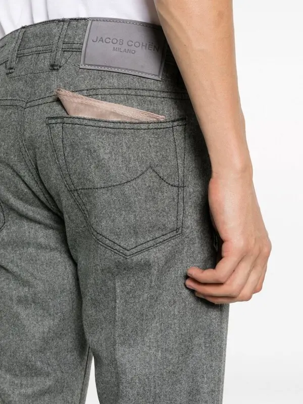 Jacob Cohen Bard Slim-cut Flannel Trousers - Grey
