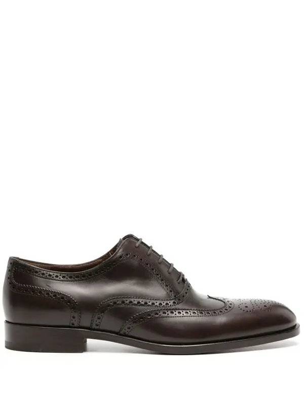 Fratelli Rossetti Perforated Leather Oxford Shoes In Brown  display picture 1