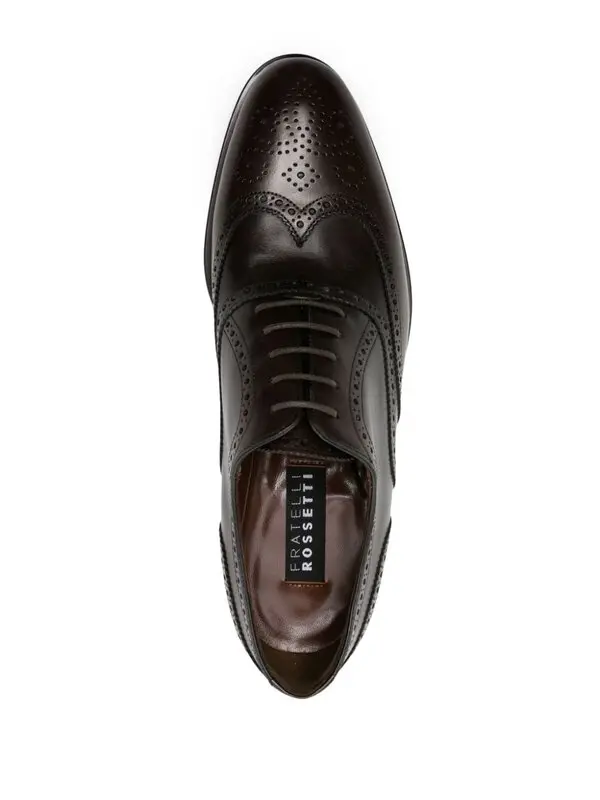 Fratelli Rossetti Perforated Leather Oxford Shoes In Brown  display picture 3