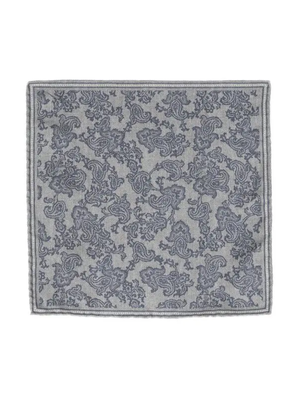 Brunello Cucinelli Paisley-print Silk Pocket Square - Blue