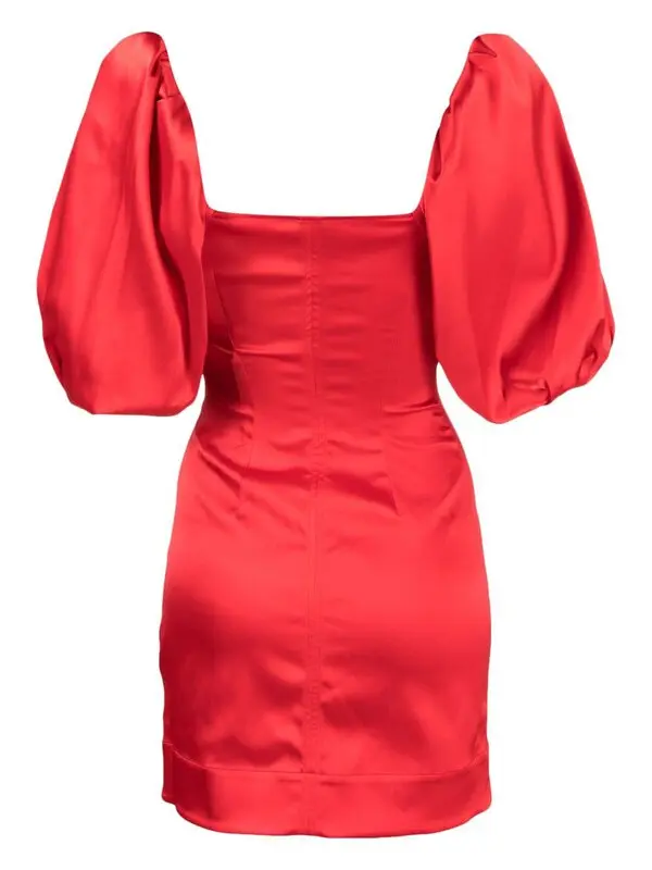GANNI Double-satin Puff-sleeve Minidress