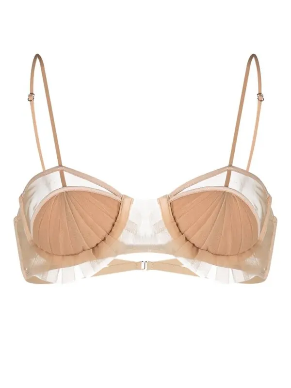 NENSI DOJAKA Panelled Semi-sheer Bra - Neutrals