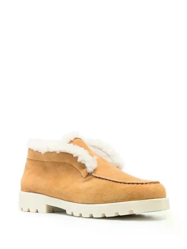 Santoni Shearling Suede Loafers