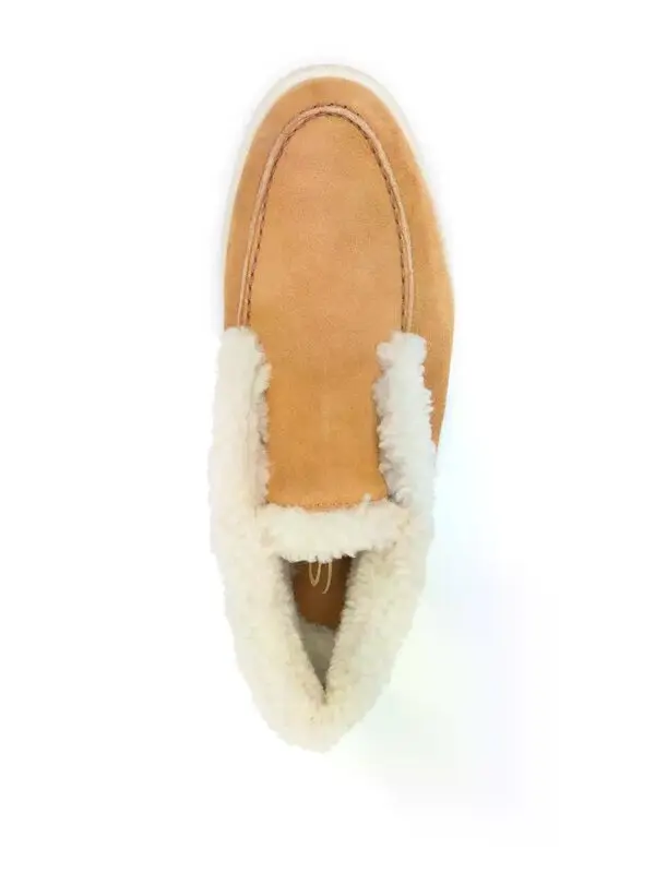 Santoni Shearling Suede Loafers