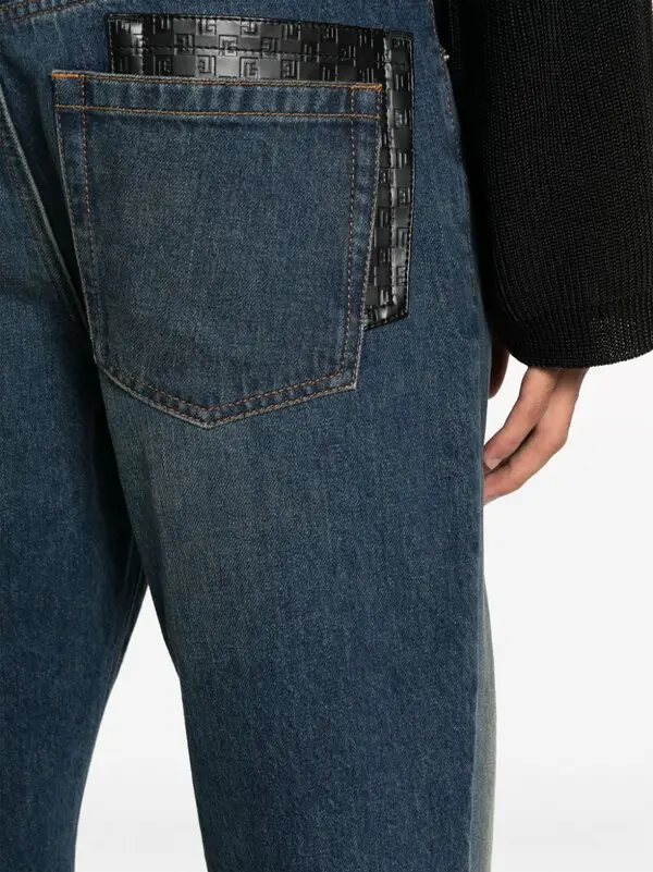 Balmain Leather-pocket Straight-leg Jeans