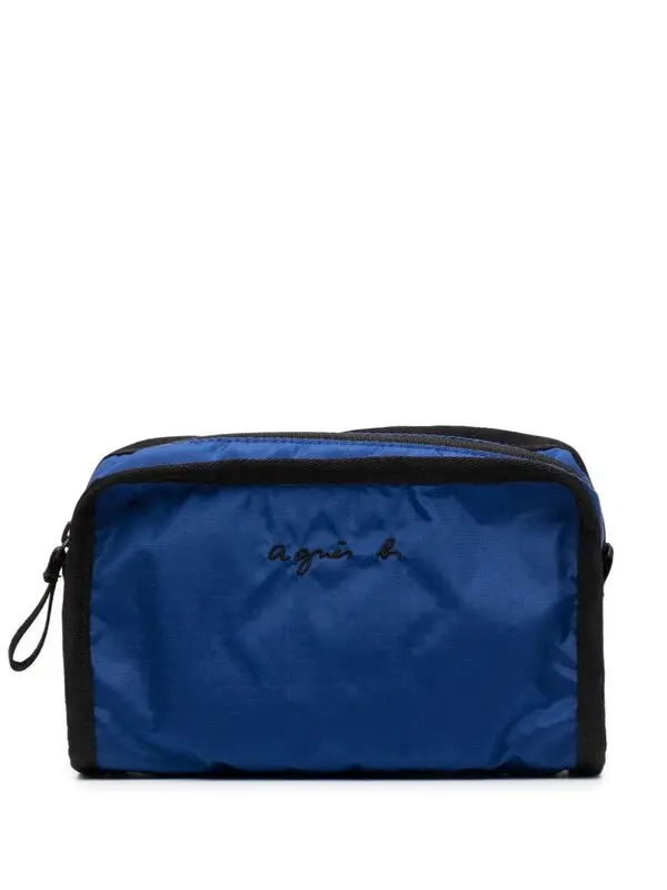 AGNES B. Embroidered Travel Bag - Blue