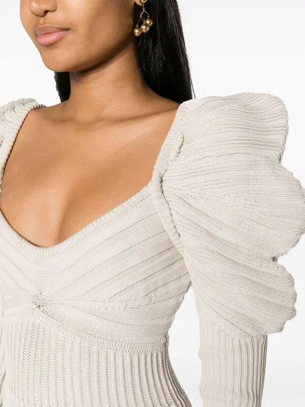 Cult Gaia Mutton-sleeve Ribbed Minidress