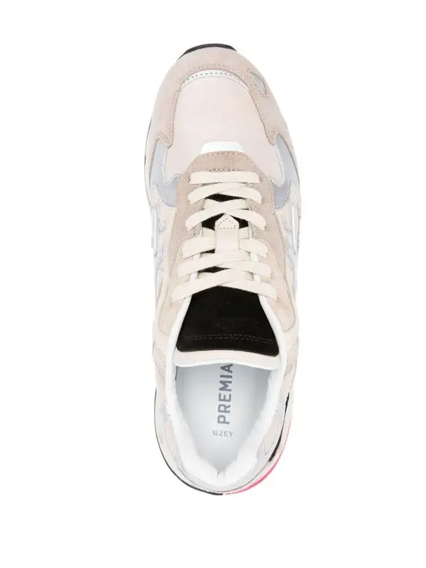 Premiata Sharky Logo-embossed Leather Sneakers - Neutrals