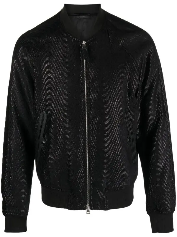 TOM FORD Wave Jacquard Bomber Jacket - Black
