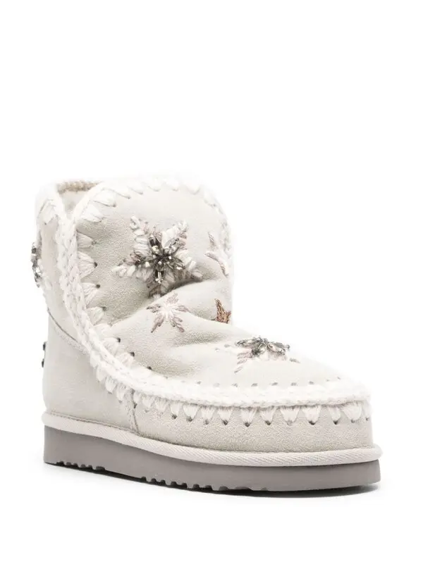Mou Star-embroidered Moccasin Ankle Boots
